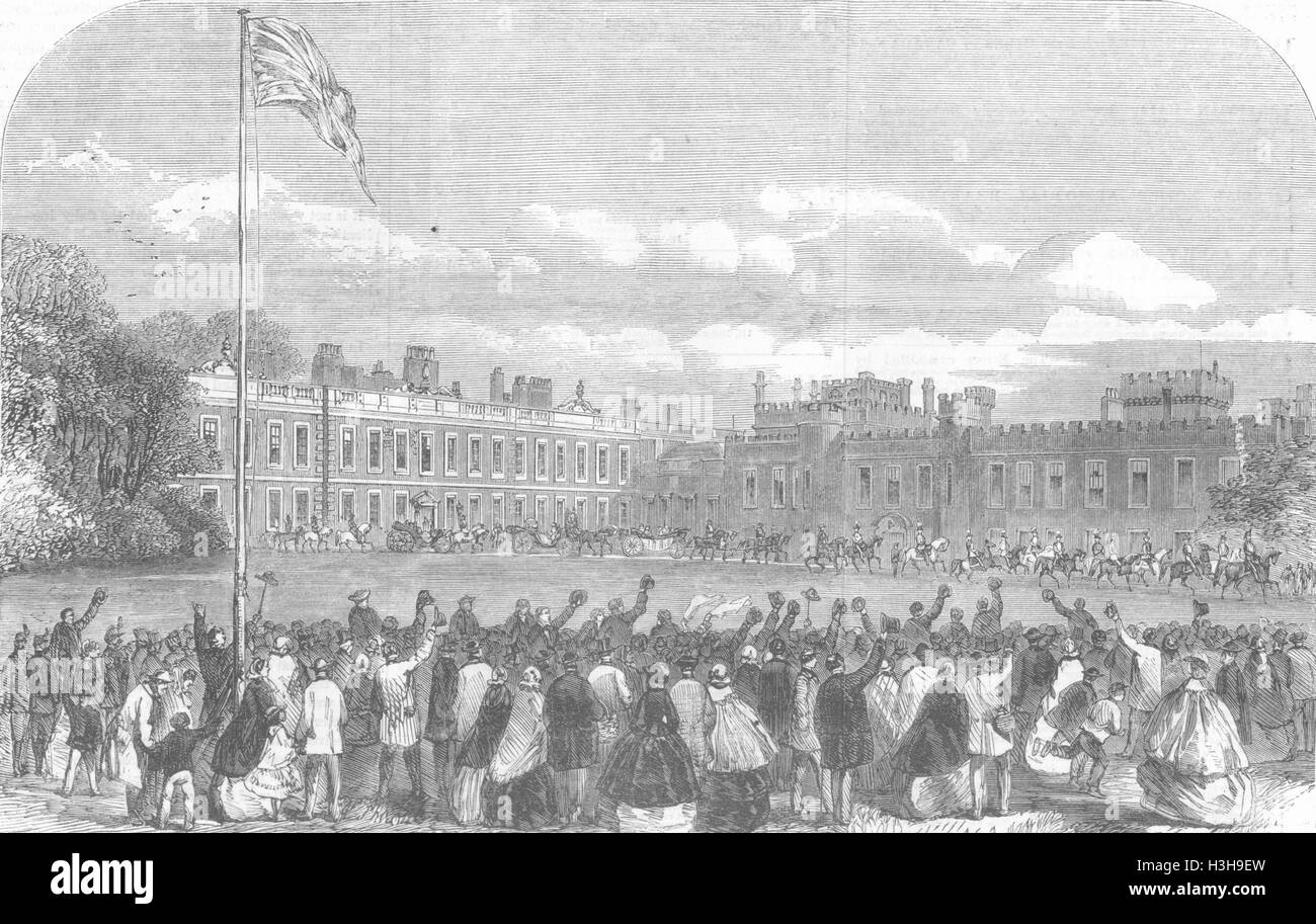 LANCS Earl of Derby leaving Knowsley Hall 1860. Illustrated London News ...
