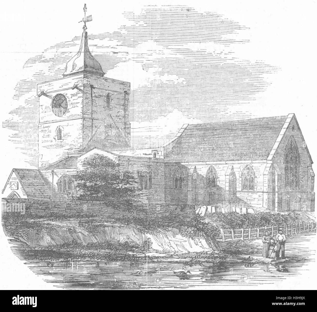 NORTHUMBS Ponteland Church, Northumberland 1854. Illustrated London ...
