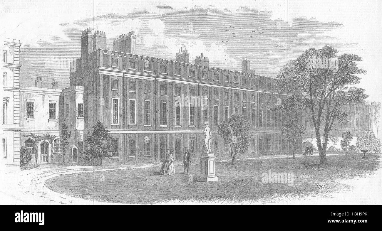 LONDON Garden front of St Jamess Palace 1858. Illustrated Times Stock ...