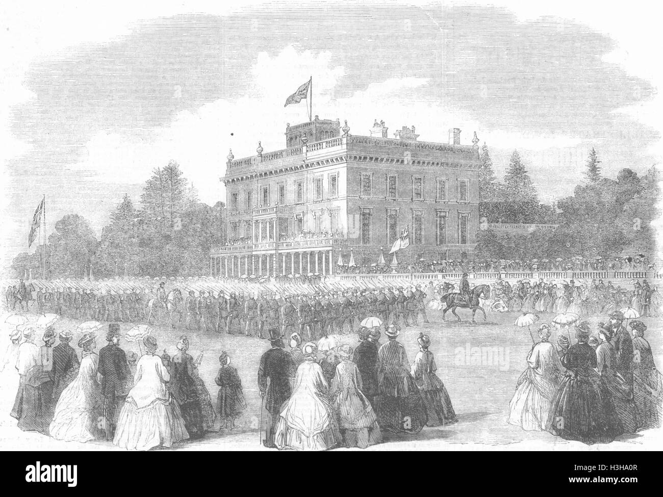 SUFFOLK Military parade, Henham Hall (Stradbroke) 1863. Illustrated ...