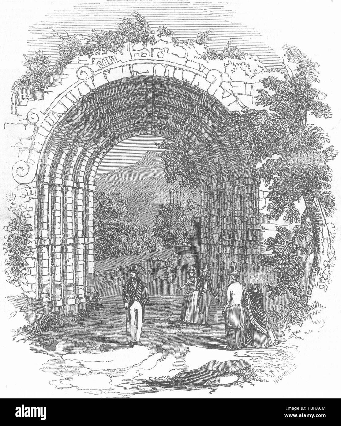 WALES Remains of Strata Florida Abbey 1847. Illustrated London News ...