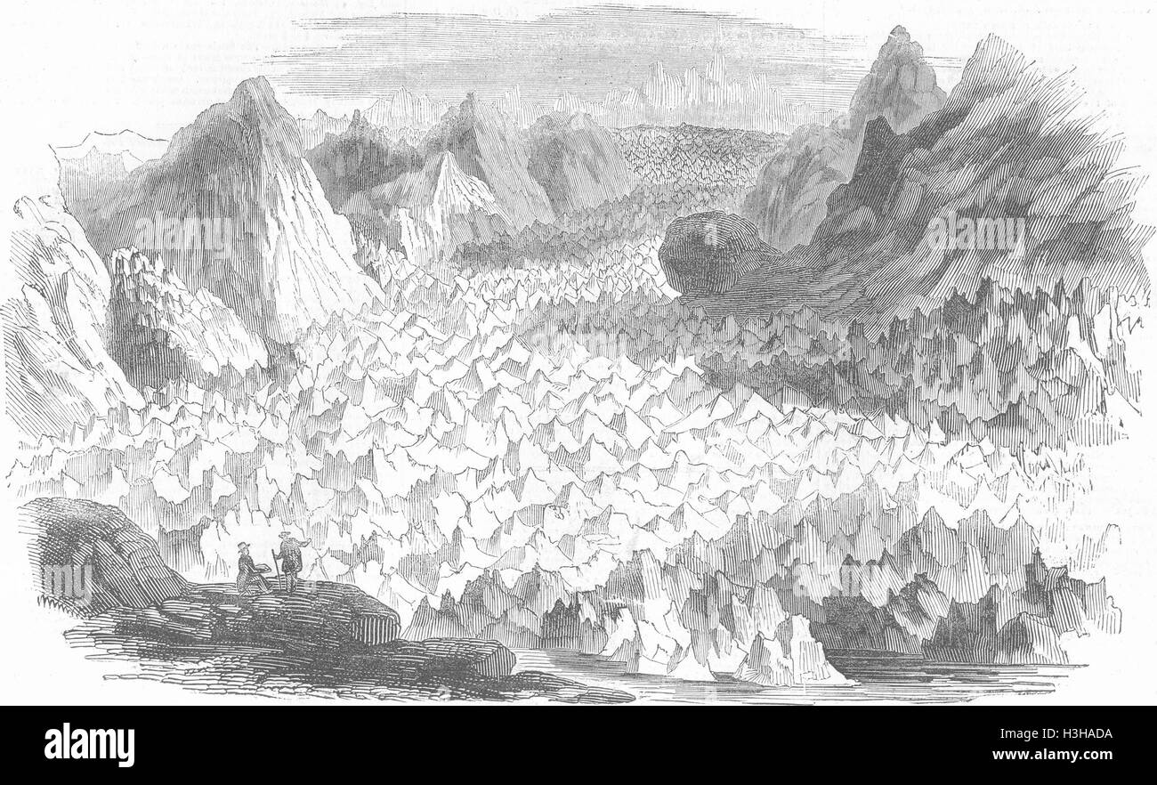 SWITZERLAND Gt Glacier of Lauteraar 1844. Illustrated London News Stock ...