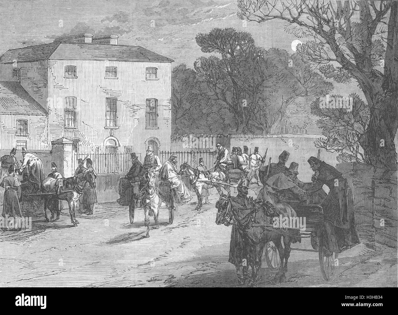 IRELAND Police starting, midnight to make arrests 1870. Illustrated ...