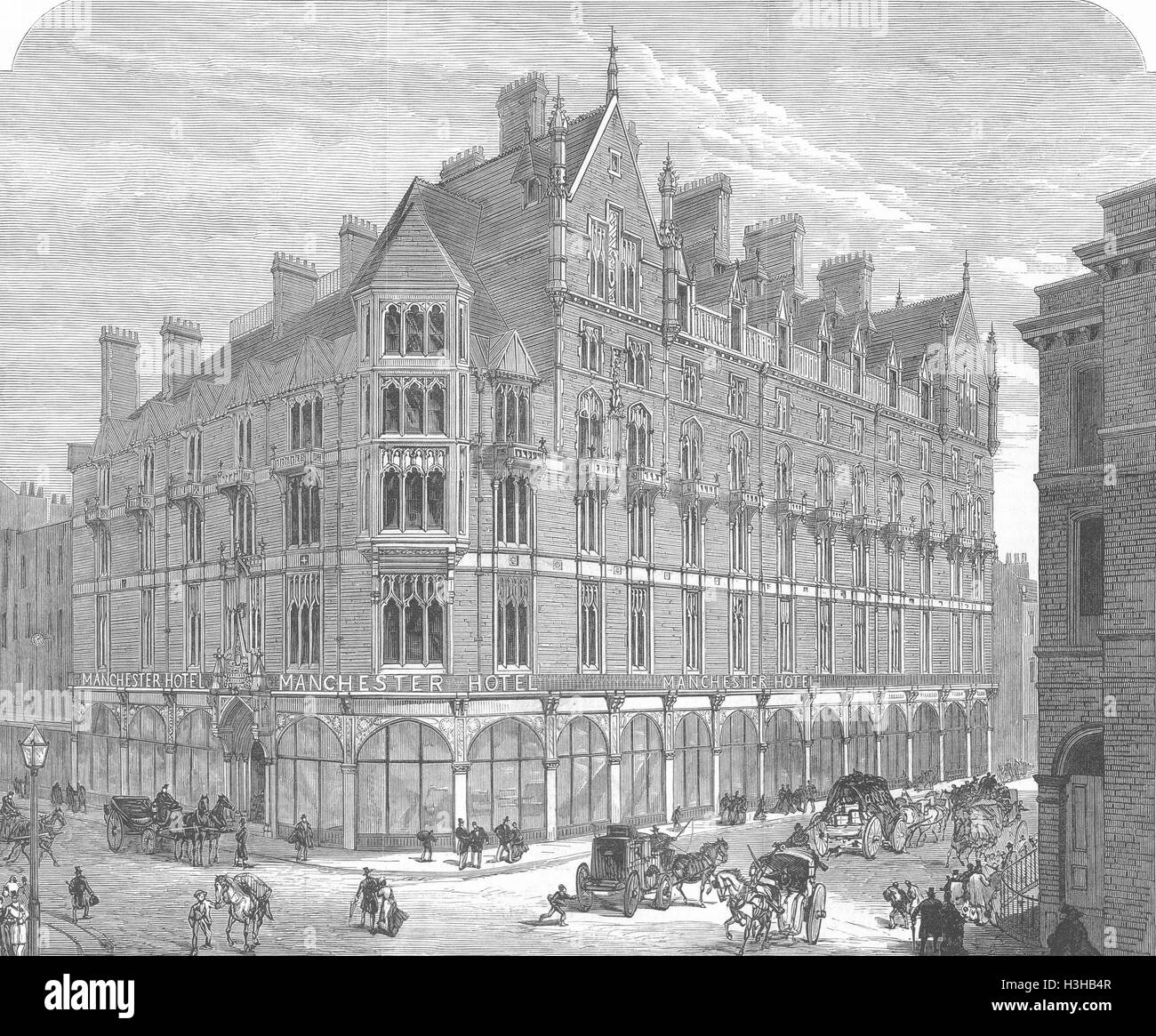 LONDON Manchester Hotel, Aldersgate 1879. Illustrated London News Stock ...