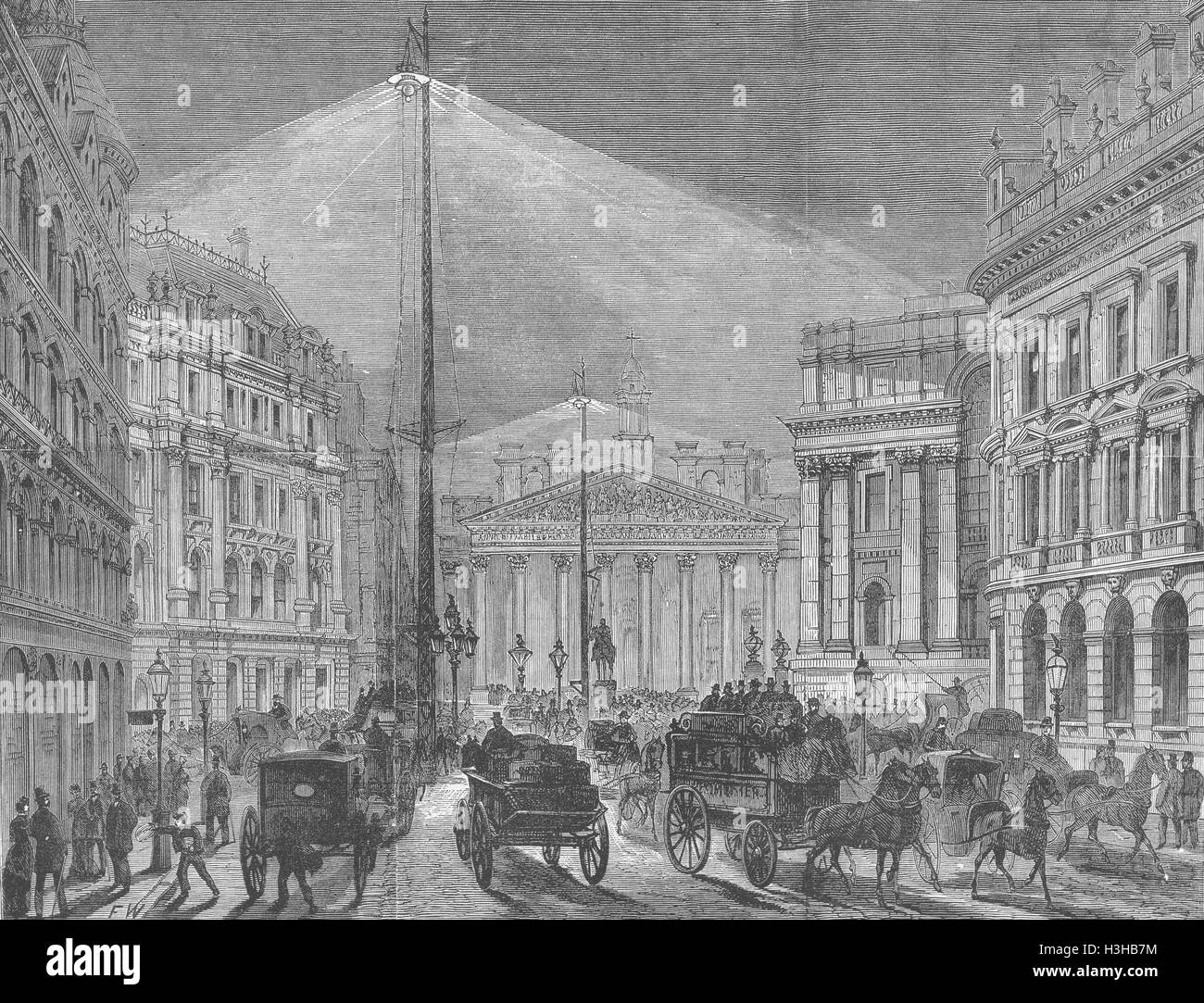 LONDON Electric light, Mansion House 1881. Illustrated London News ...