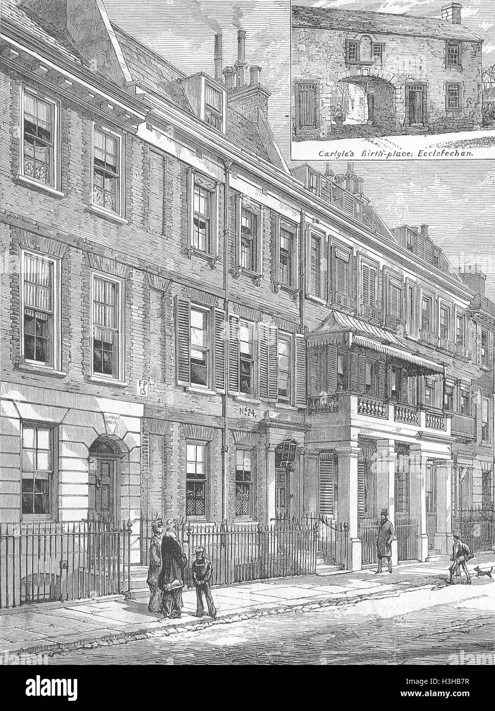 LONDON Cheyne Row, Chelsea, Thomas Carlyle house 1881. Illustrated ...