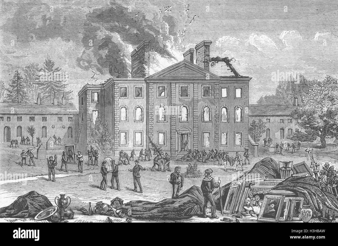 ROTHESAY Mount Stuart House, ablaze(Marquis Bute) 1877. The Graphic ...