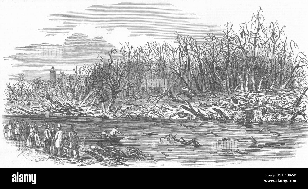LONDON Explosion of Hounslow Powder Mills 1850. Illustrated London News ...