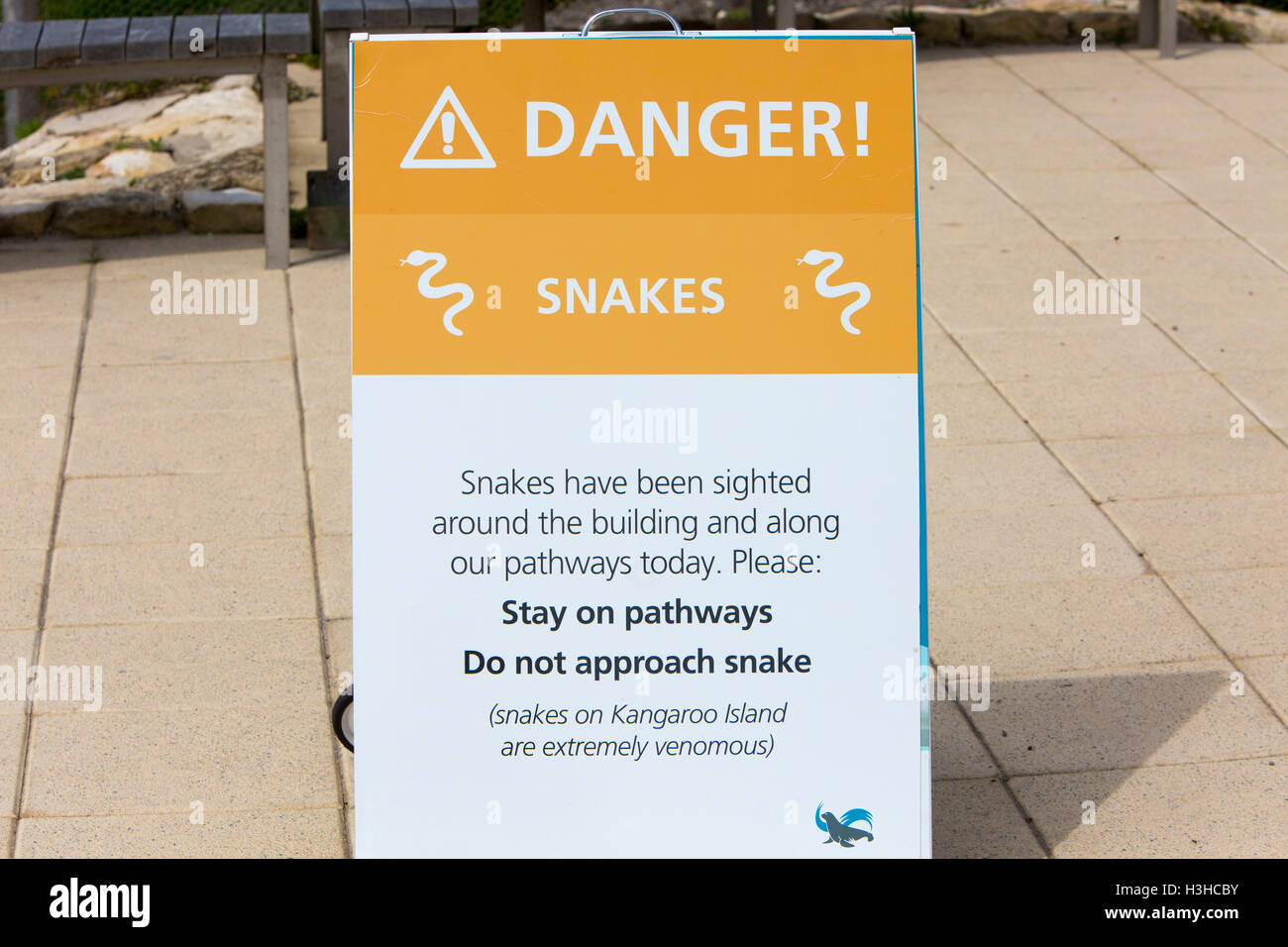 Danger warning sign snakes spotted at Seal bay, kangaroo island,South ...