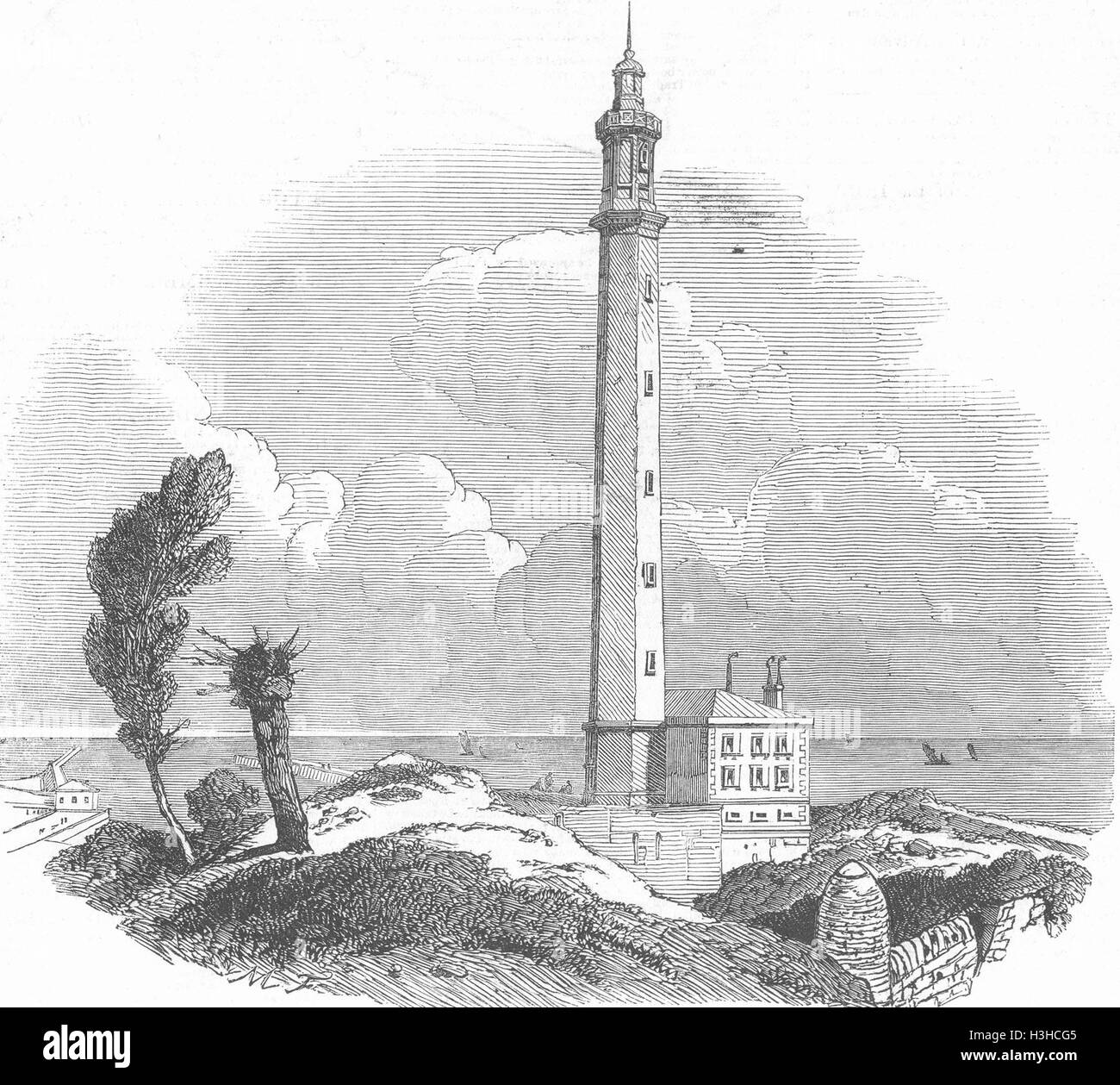 FRANCE New lighthouse, Calais 1848. Illustrated London News Stock Photo ...