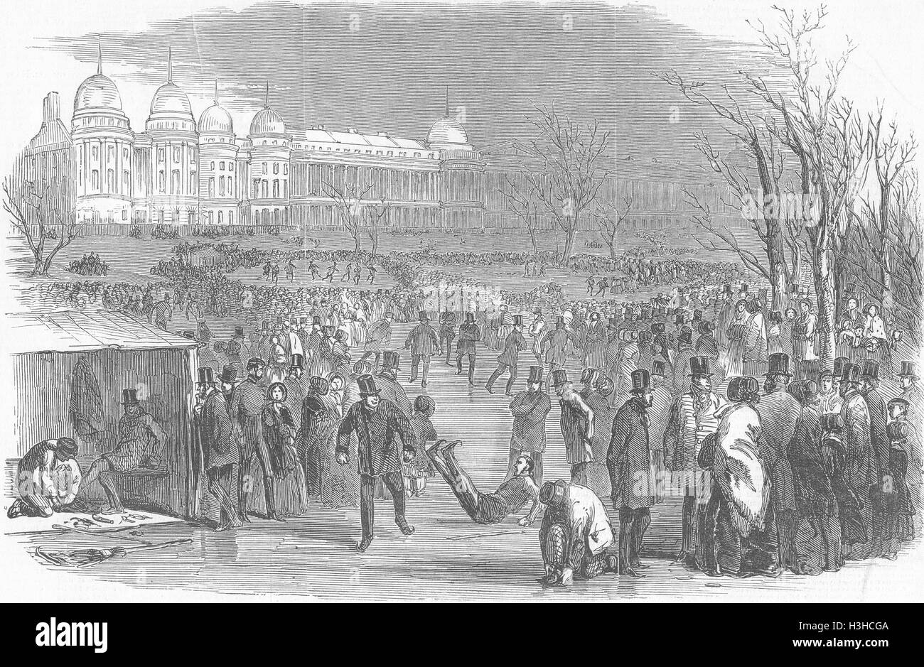 LONDON Skating in the Regent's-Park 1850. Illustrated London News Stock ...