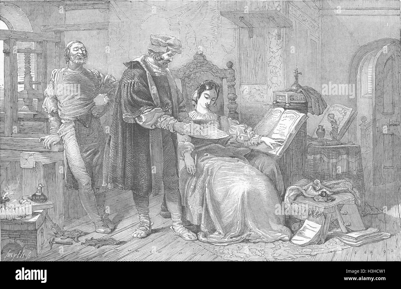 WRITERS The first impression 1850. Illustrated London News Stock Photo ...
