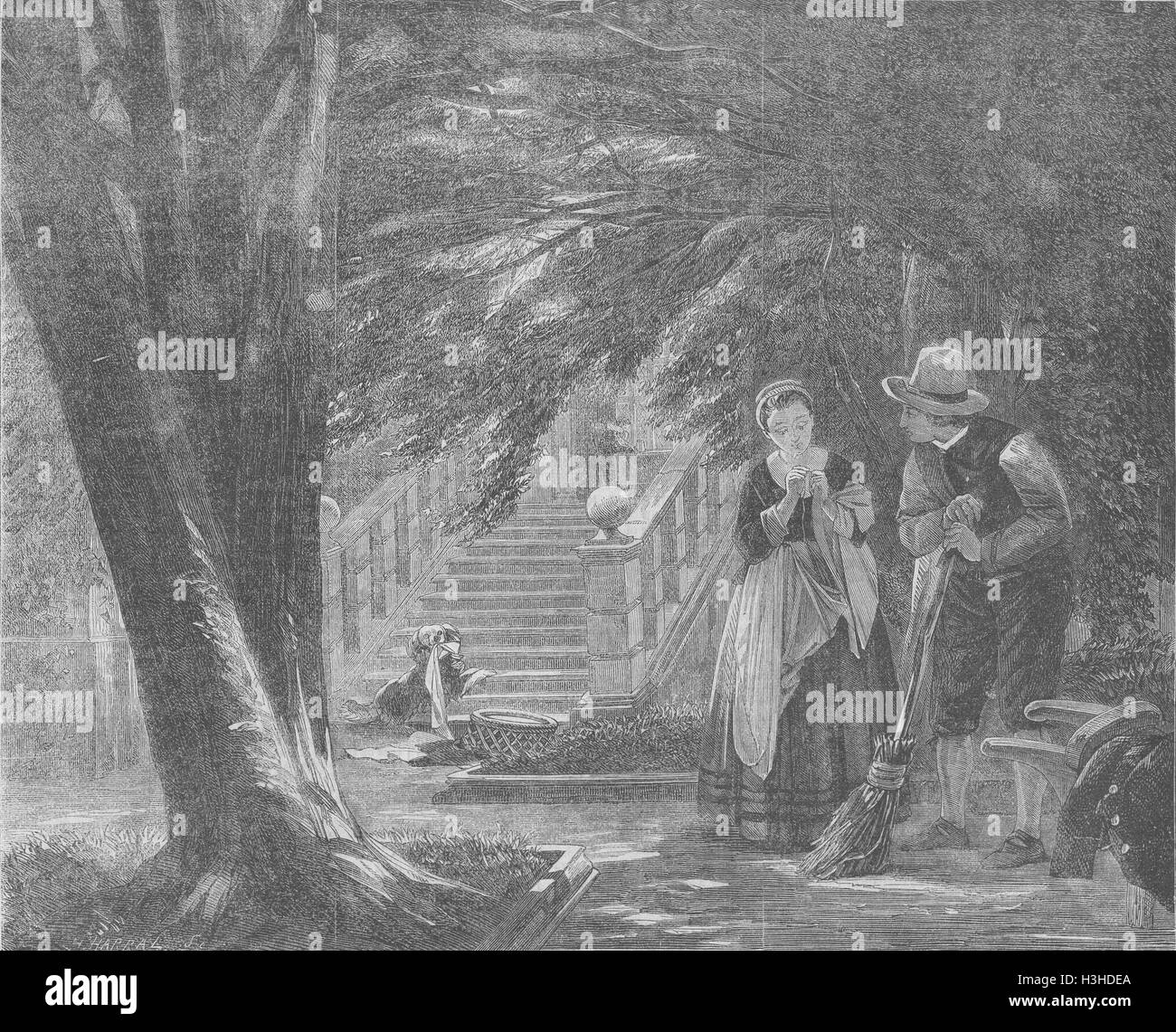 ROMANCE Sunny moments 1860. Illustrated Times Stock Photo - Alamy