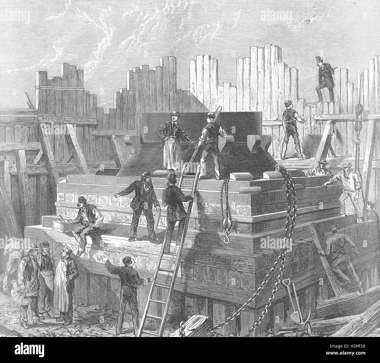 WOOLWICH ARSENAL Nasmyth steam-hammer, gun factory 1872. Illustrated ...