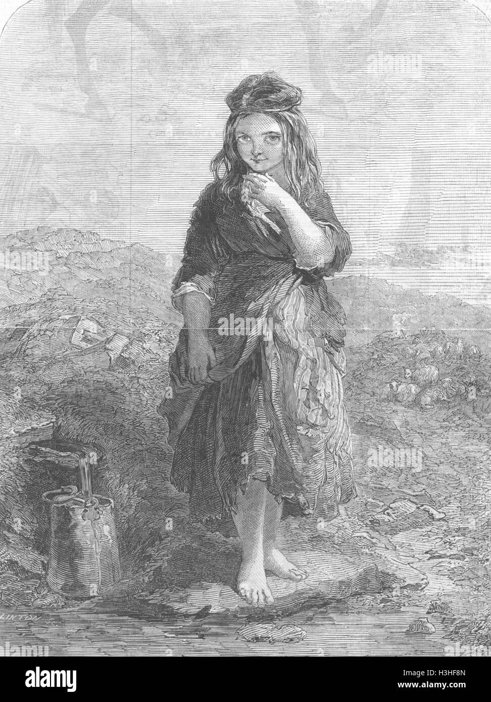 PORTRAITS Welch girl at Runel 1846. Illustrated London News Stock Photo ...