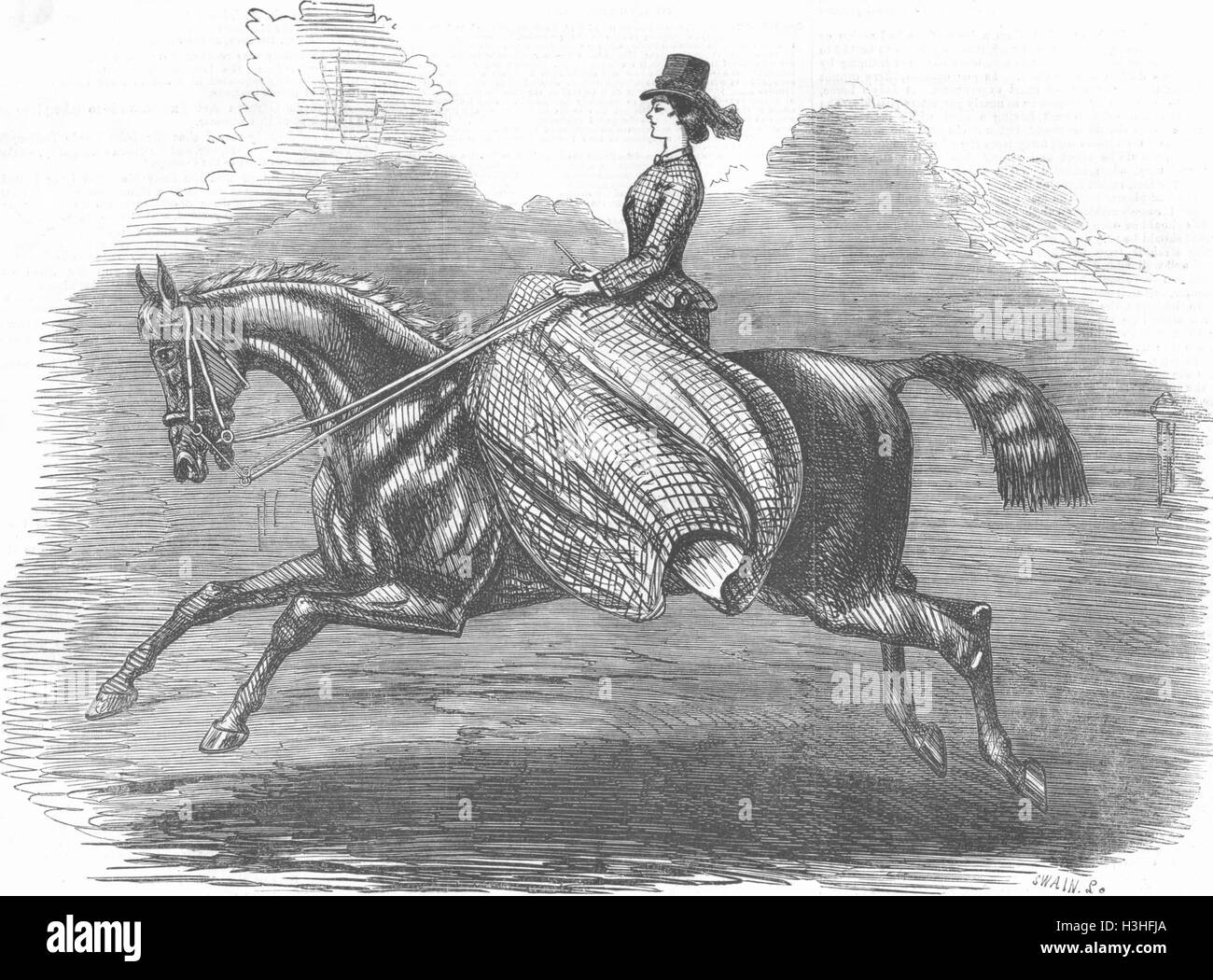 PRETTY LADIES Riding for-Miss Gilbert 1858. Illustrated London News ...