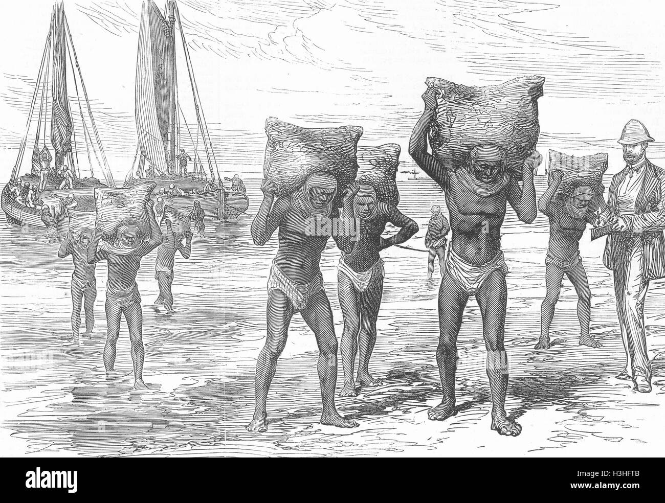 SOUTH AFRICA Negroes unloading, Port Elizabeth 1878. Illustrated London ...