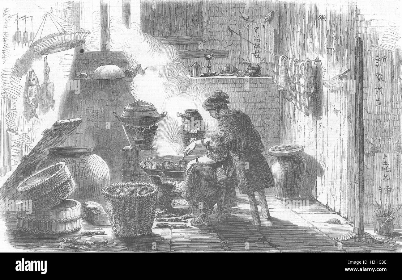 SOCIETY China new year Woman preparing cakes 1865. Illustrated London ...