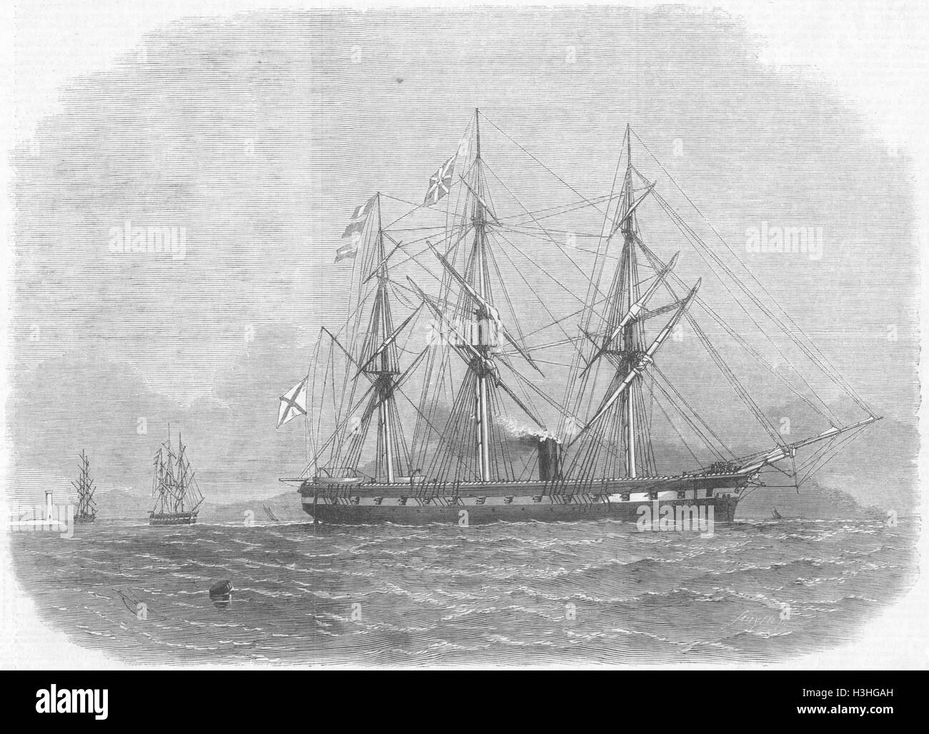 PLYMOUTH Russian ship carrying Tsarevich body 1865. Illustrated London ...