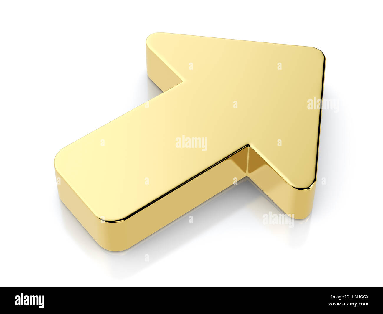 Golden arrow symbol on a white background Stock Photo - Alamy