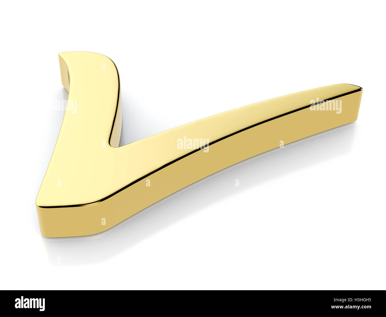 Golden check symbol on a white background Stock Photo - Alamy
