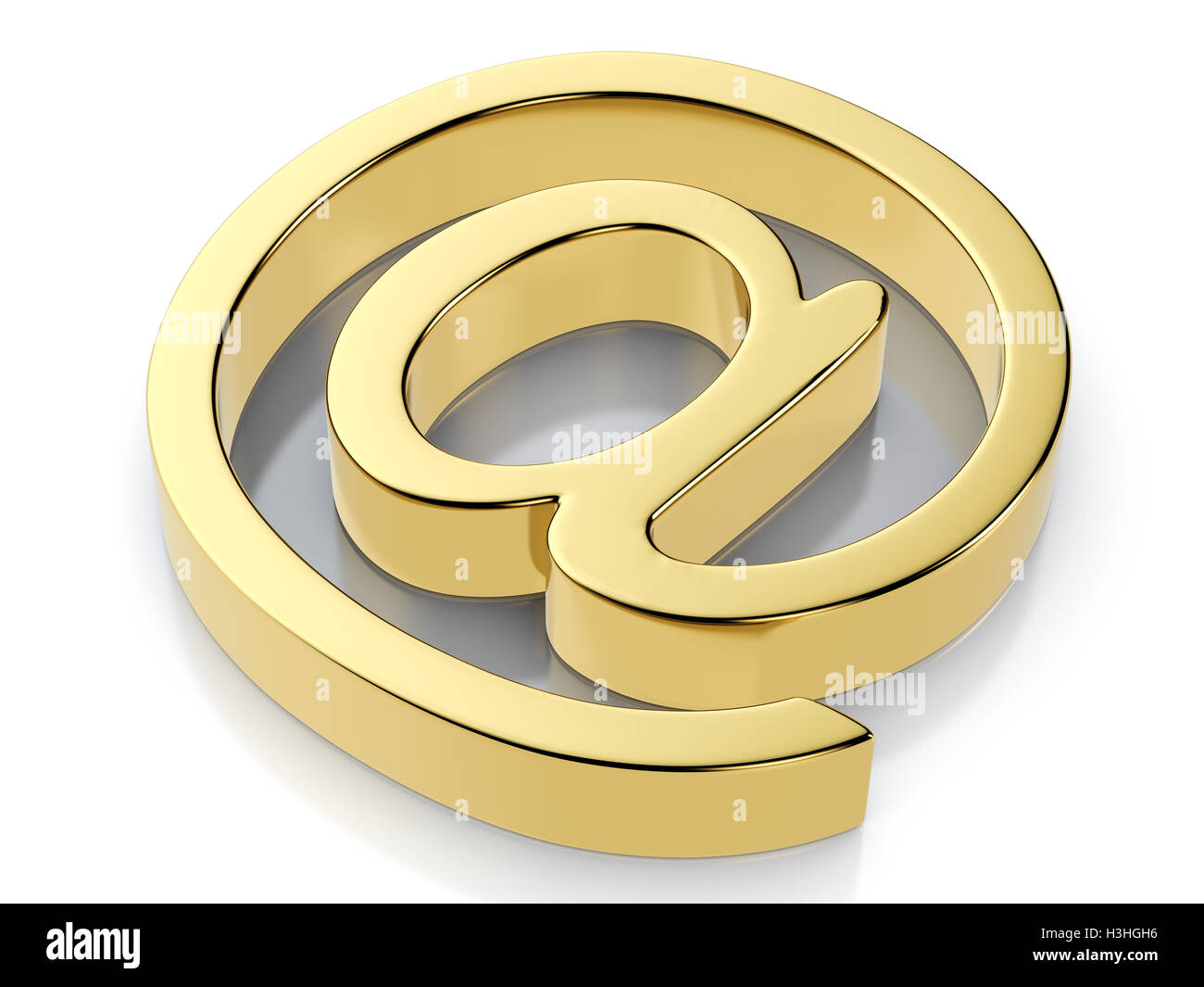 Golden email symbol on a white background Stock Photo - Alamy