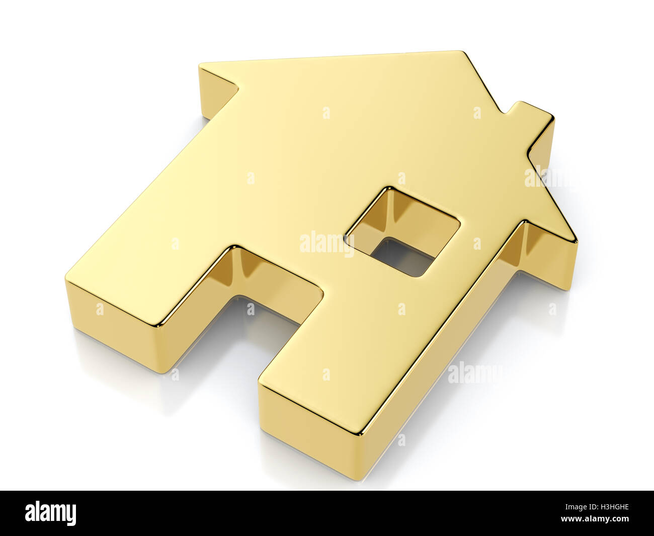 Golden house symbol on a white background Stock Photo - Alamy