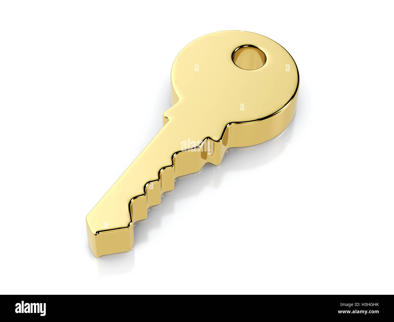 Golden key symbol on a white background Stock Photo - Alamy