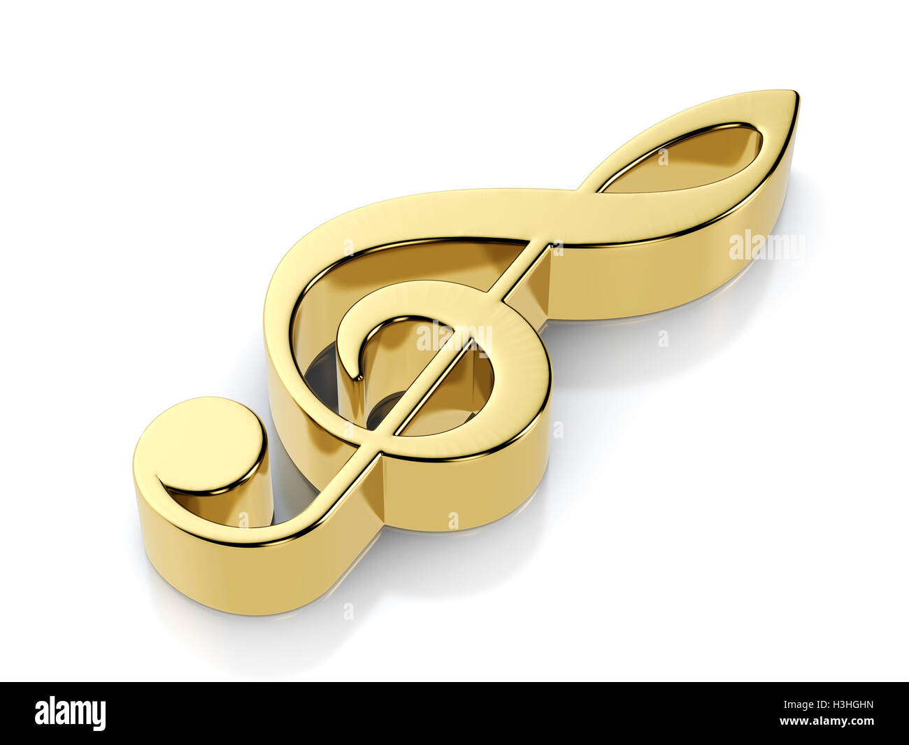 Golden music note symbol on a white background Stock Photo - Alamy