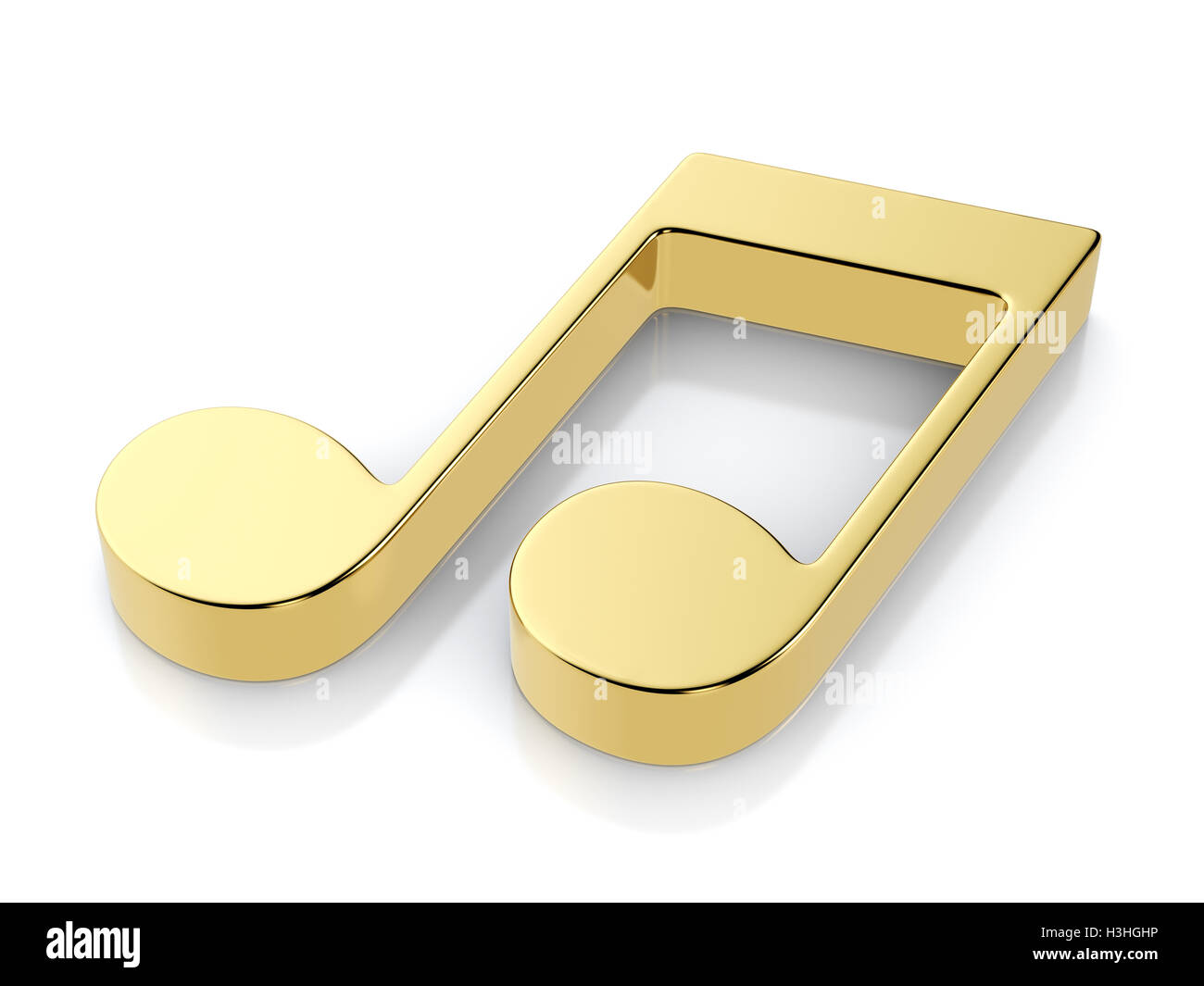 Golden music note symbol on a white background Stock Photo - Alamy