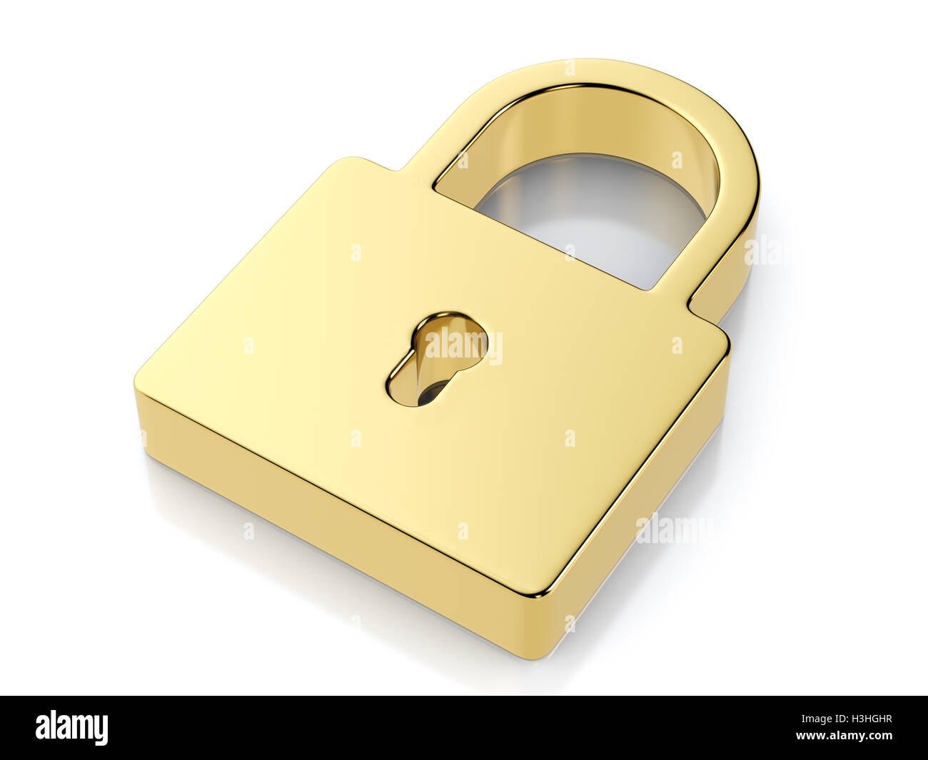 Golden padlock symbol on a white background Stock Photo - Alamy