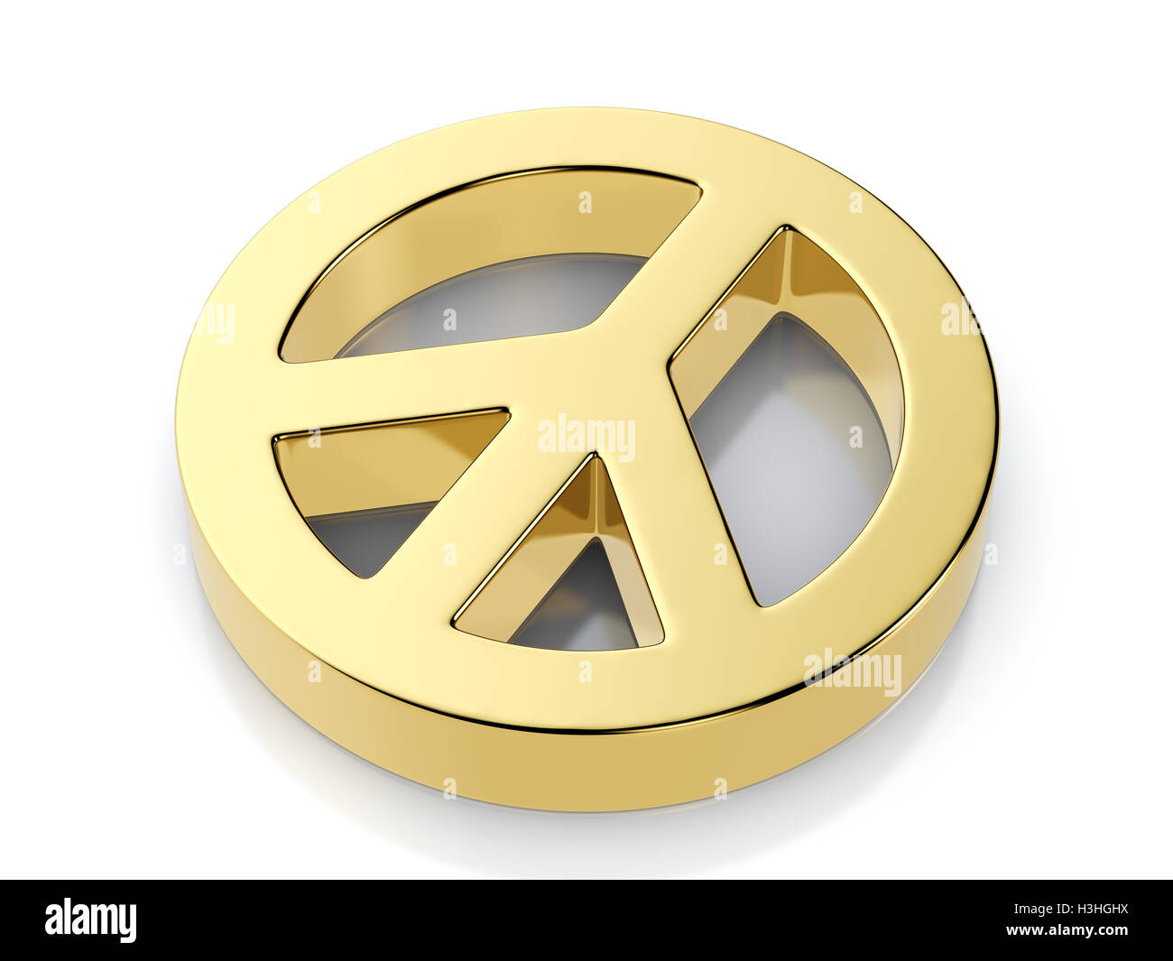 Golden peace symbol on a white background Stock Photo - Alamy