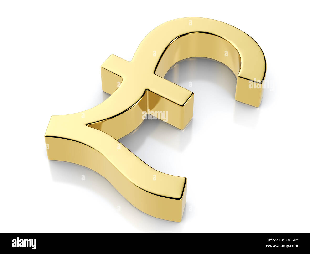 Golden pound symbol on a white background Stock Photo - Alamy