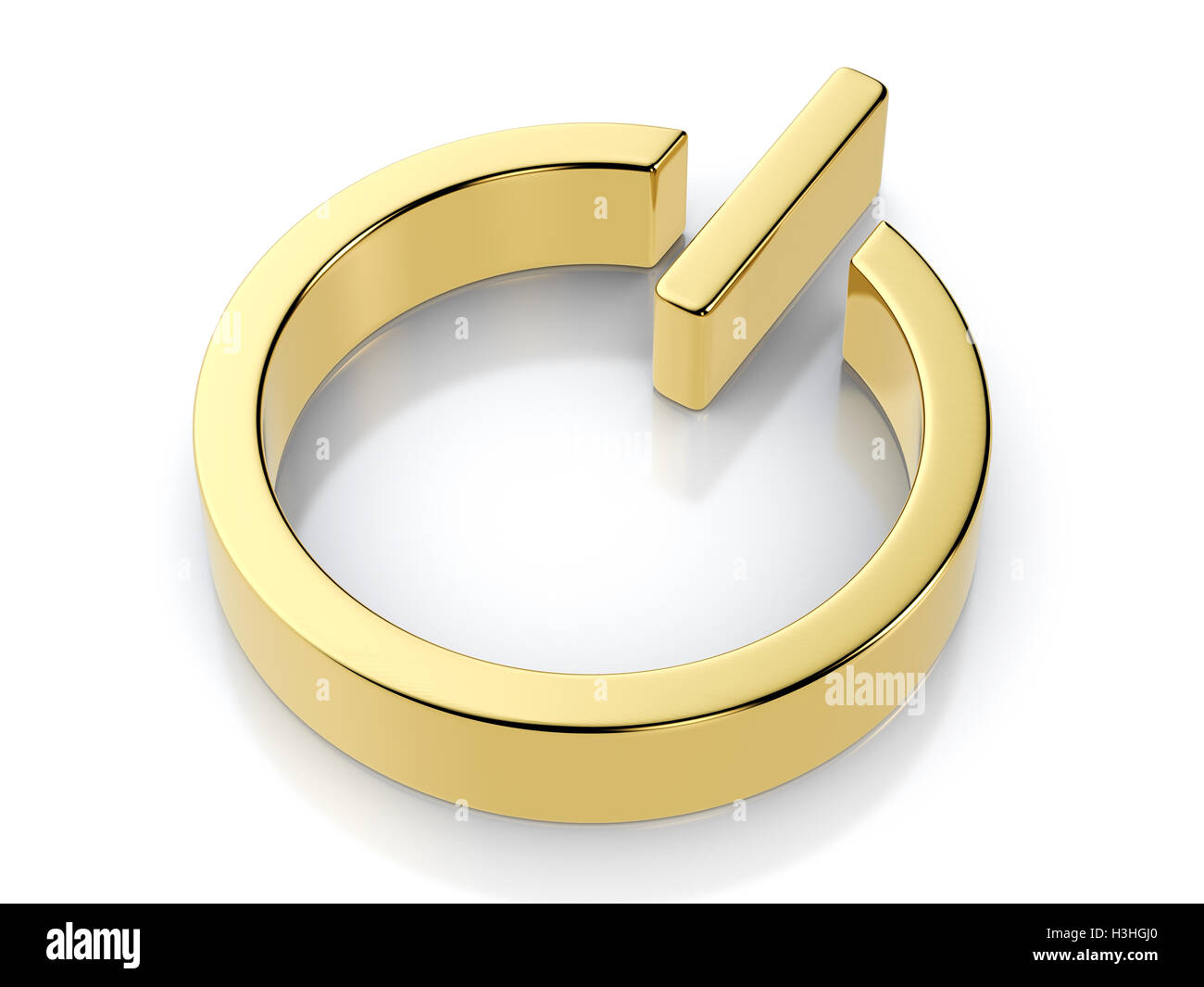 Golden power symbol on a white background Stock Photo - Alamy