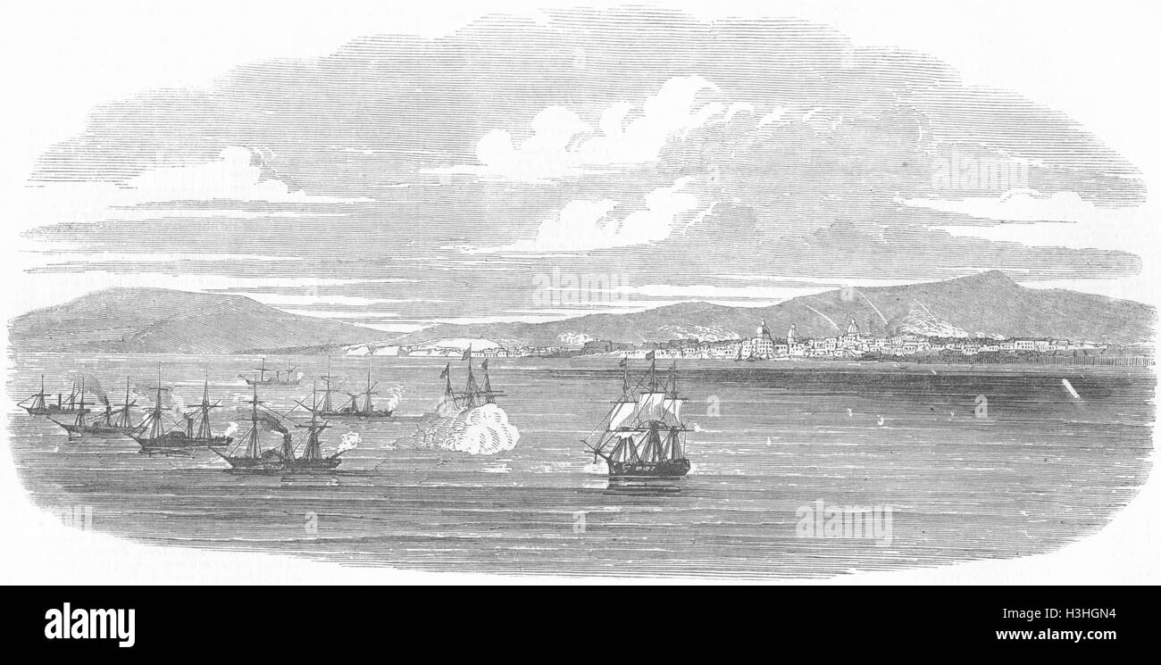 ITALY Shelling of Catania-Sloop Bulldog 1849. Illustrated London News ...