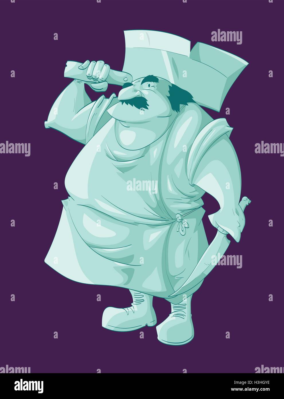 Colorful vector illustration of a cartoon green ghost butcher Stock ...