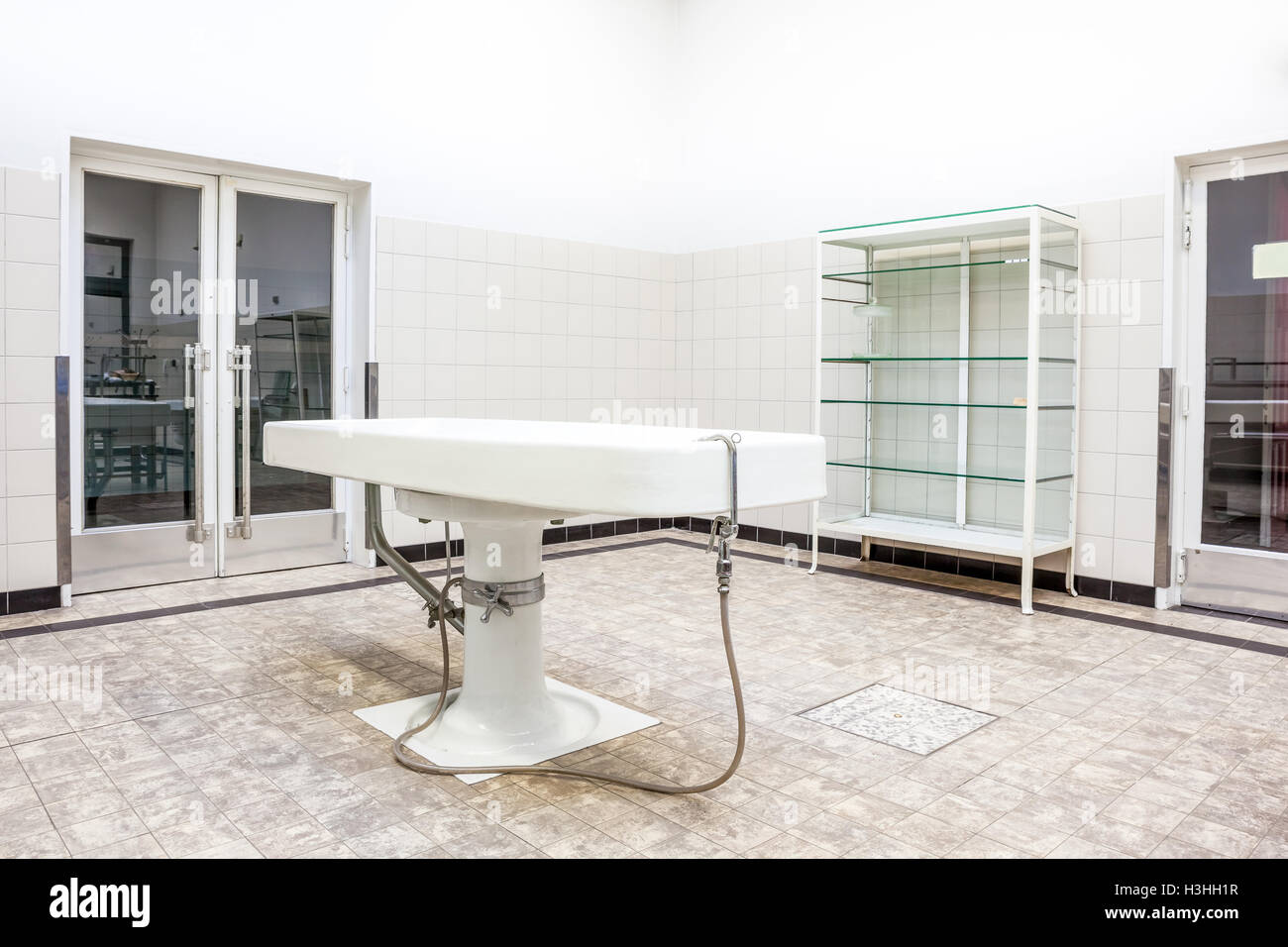 Autopsy antique tables in the morgue in clinic Stock Photo - Alamy