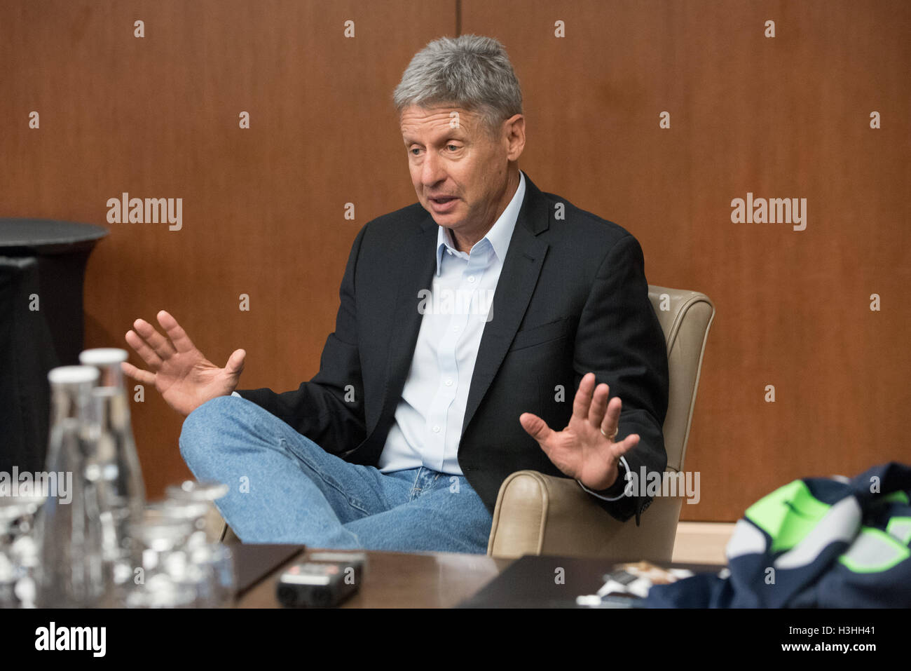 Governor Gary Johnson speaks with the media before the Johnson/Weld ...