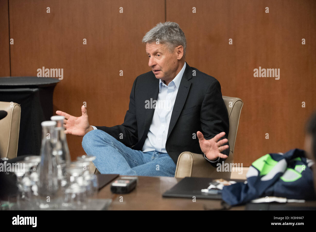 Governor Gary Johnson speaks with the media before the Johnson/Weld ...