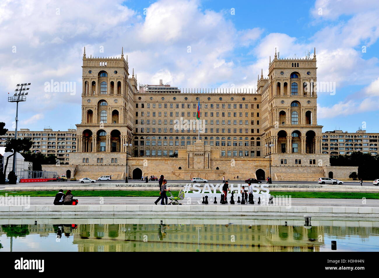 BAKU, AZERBAIJAN - SEPTEMBER 25: Facade of the Government house of Baku ...