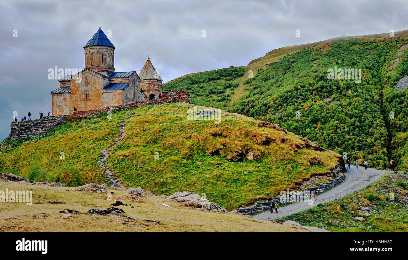 Trinity chapel in mountains, Kazbegi, Georgia Stock Photo - Alamy