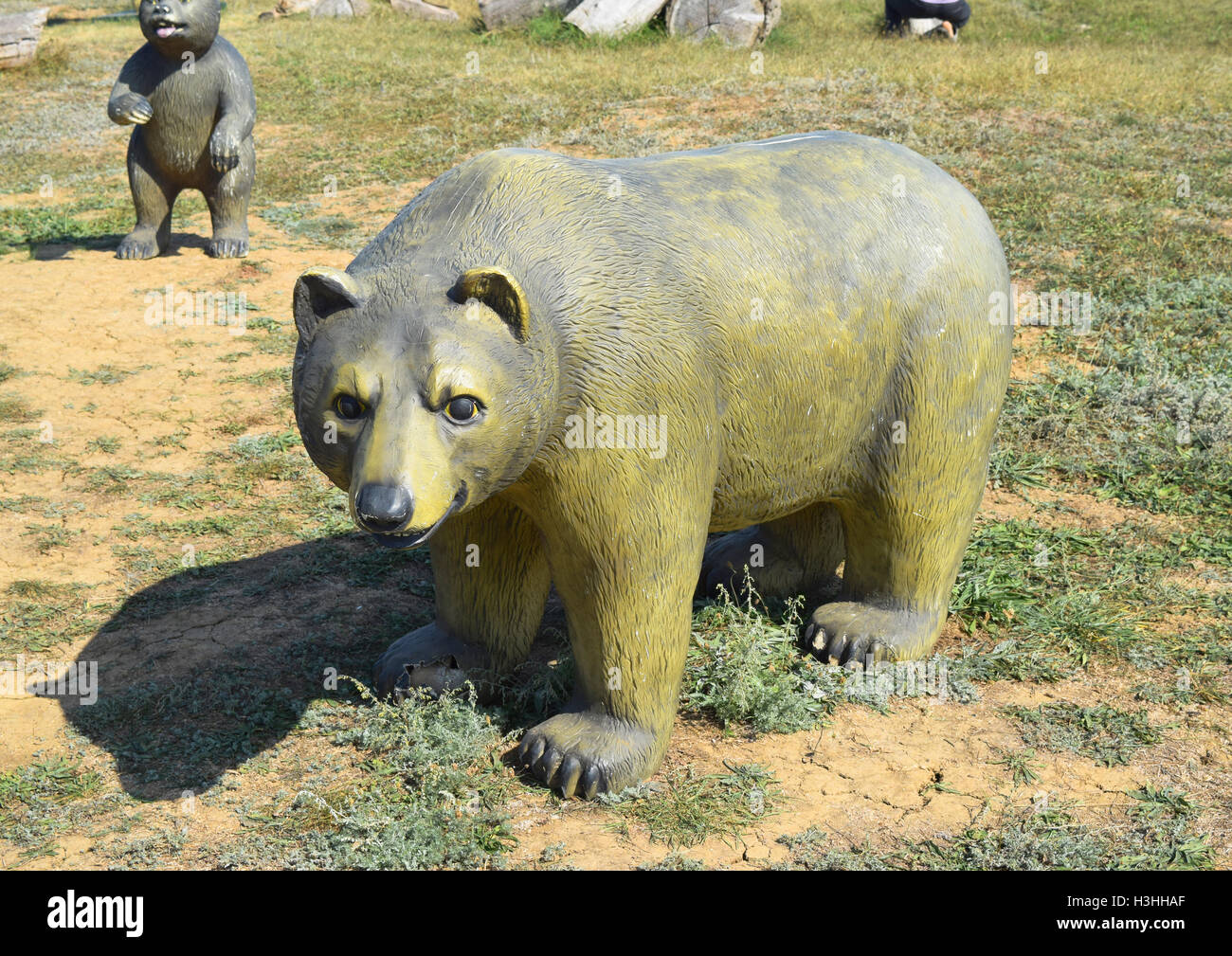 Mannequin dummy bear on the lawn. The scenery of the bears Stock Photo ...
