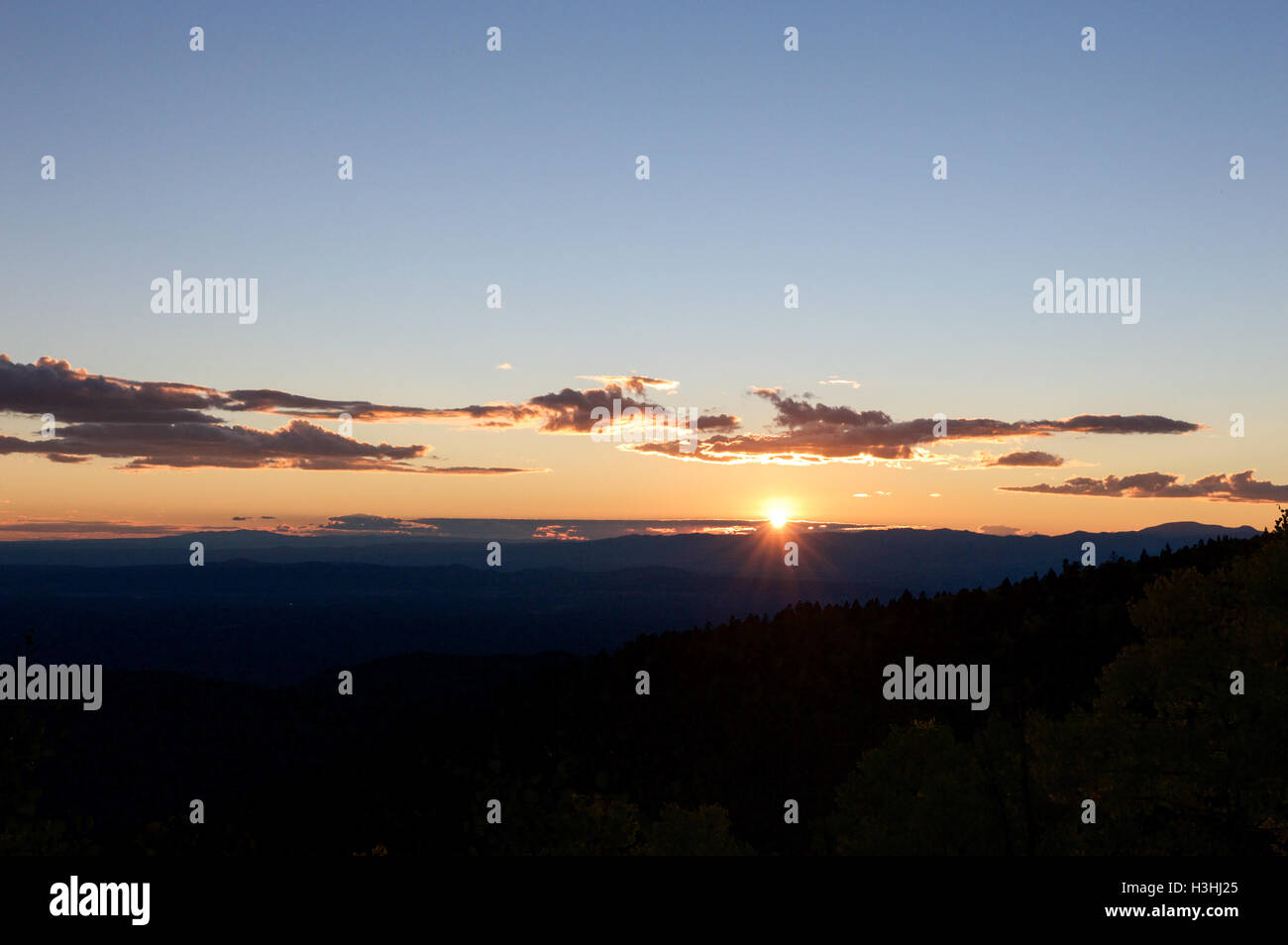 Autumn sunset tin the Santa Fe National Forest, New Mexico Stock Photo ...