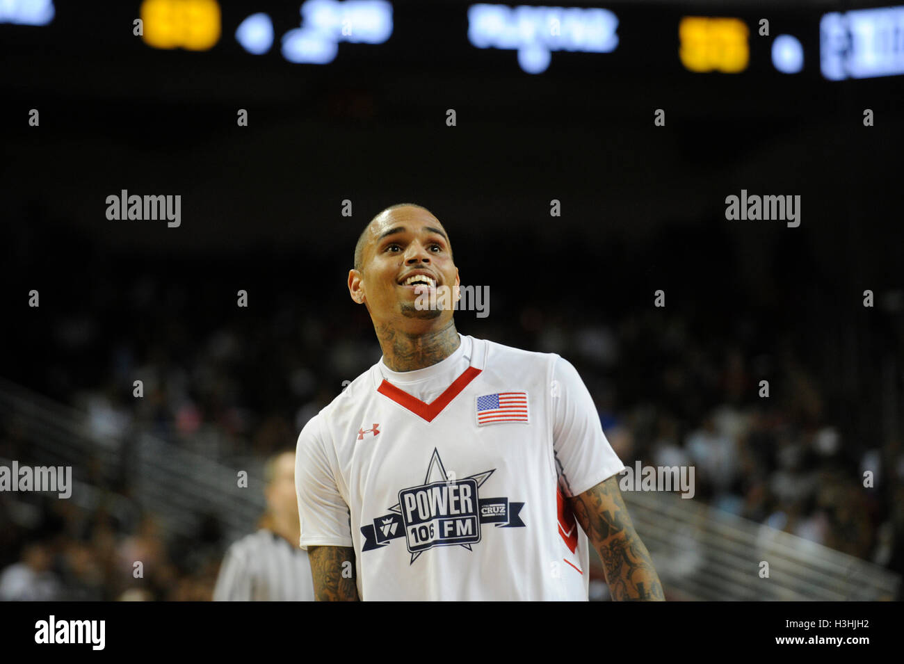 Singer Chris Brown at the 2016 Power 106 All Star Celebrity Basketball ...