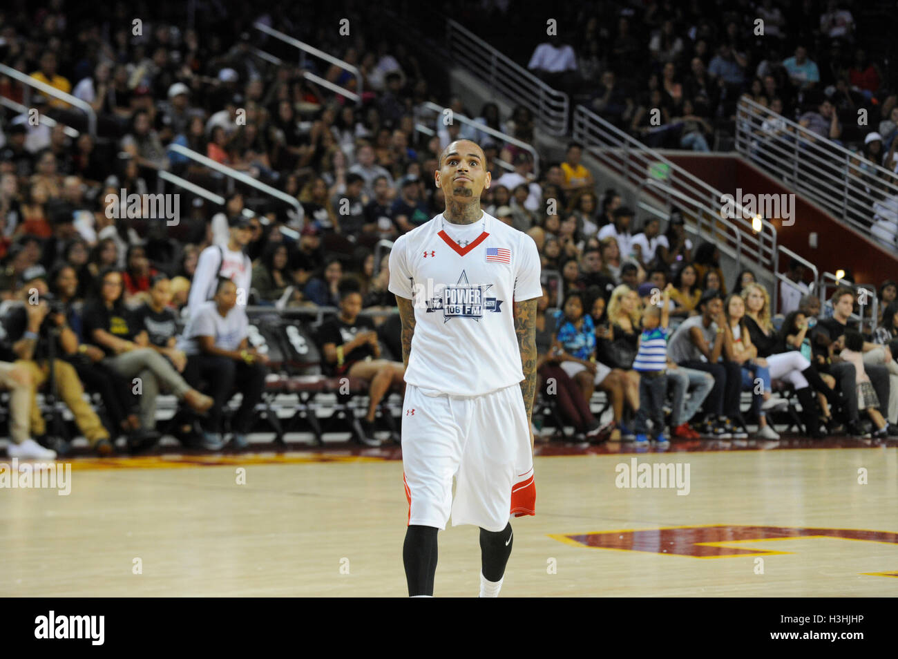 Singer Chris Brown at the 2016 Power 106 All Star Celebrity Basketball ...