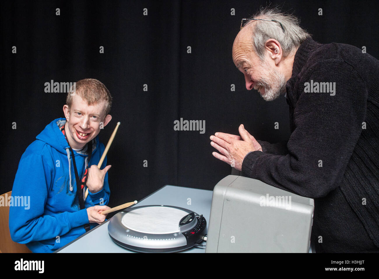 Tutor at the Level Centre, Rowsley, Derbyshire with young man with ...