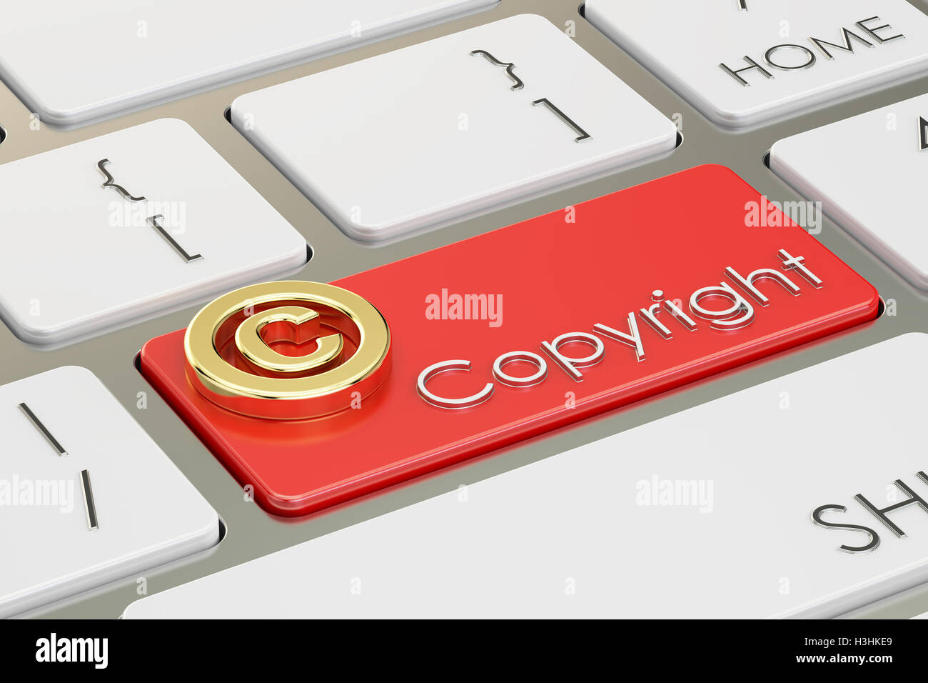 copyright concept, on the computer keyboard 3D rendering Stock Photo ...