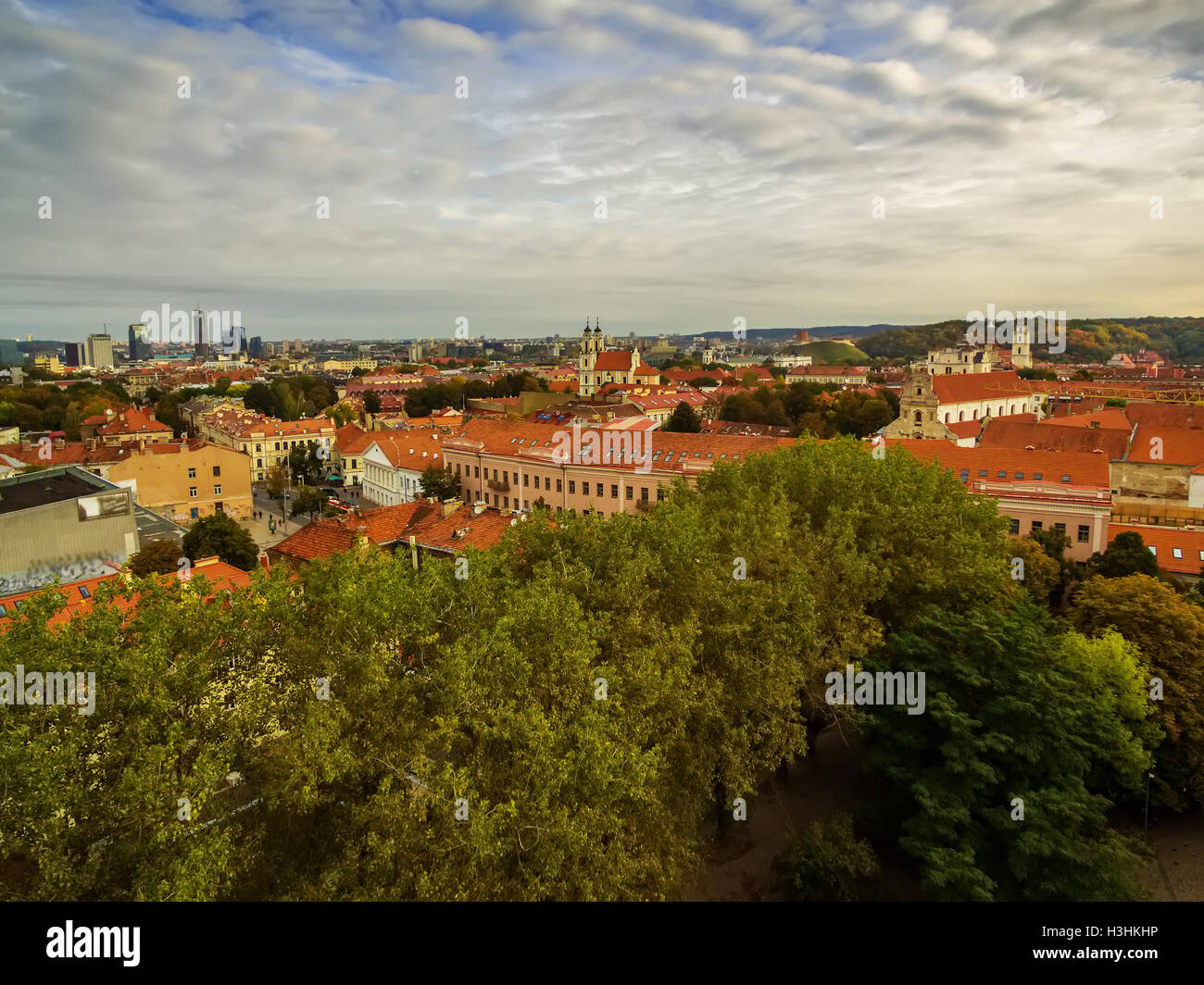 Vilnius, Lithuania: aerial top view of old town in autumn Stock Photo ...