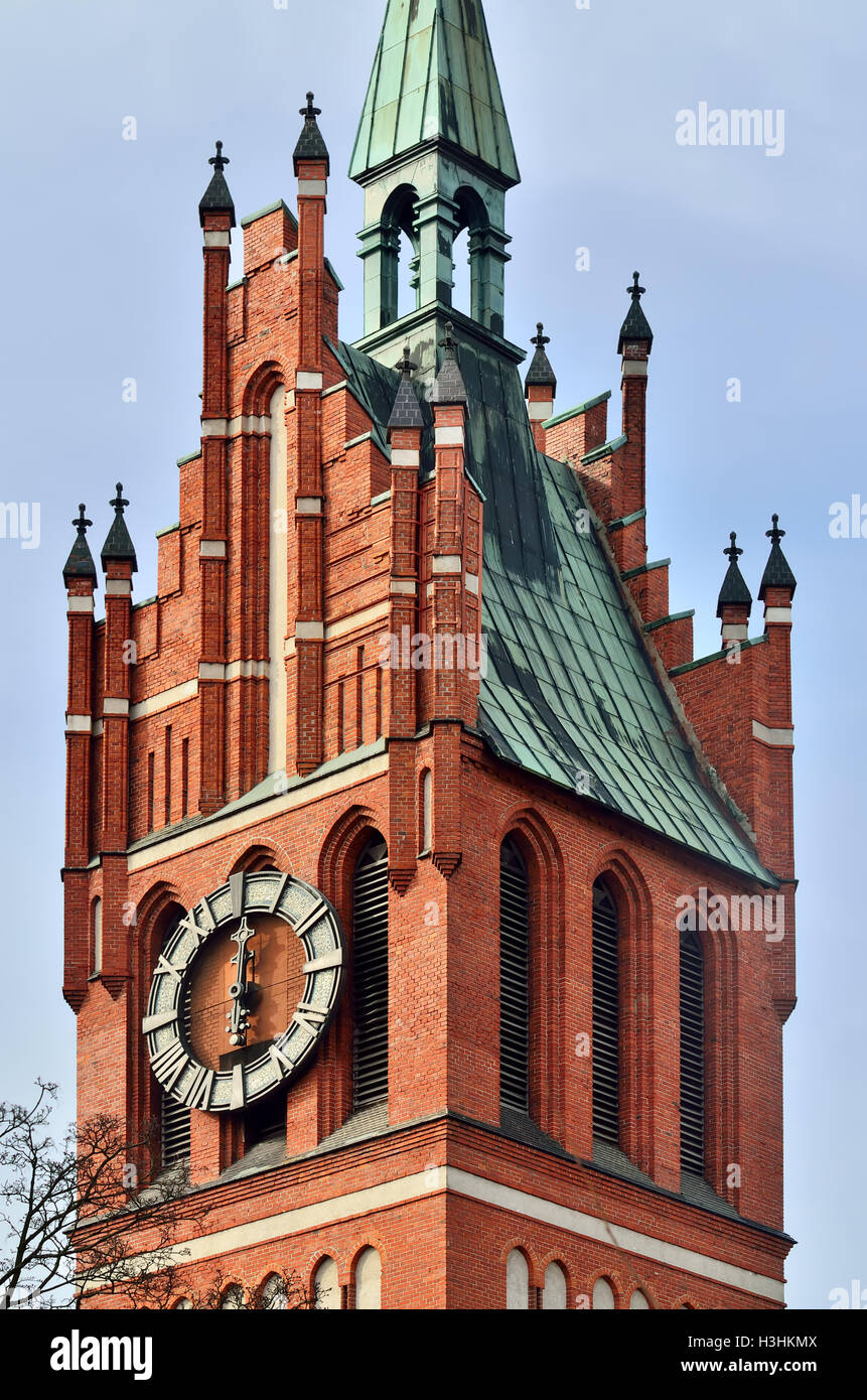 Red brick clock tower gothic style clock tower hi-res stock photography ...