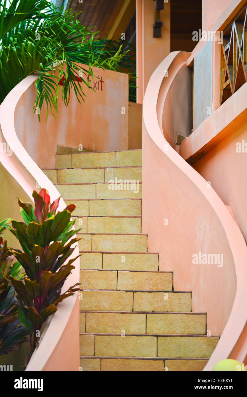Exterior staircase of stone in natural light Stock Photo - Alamy
